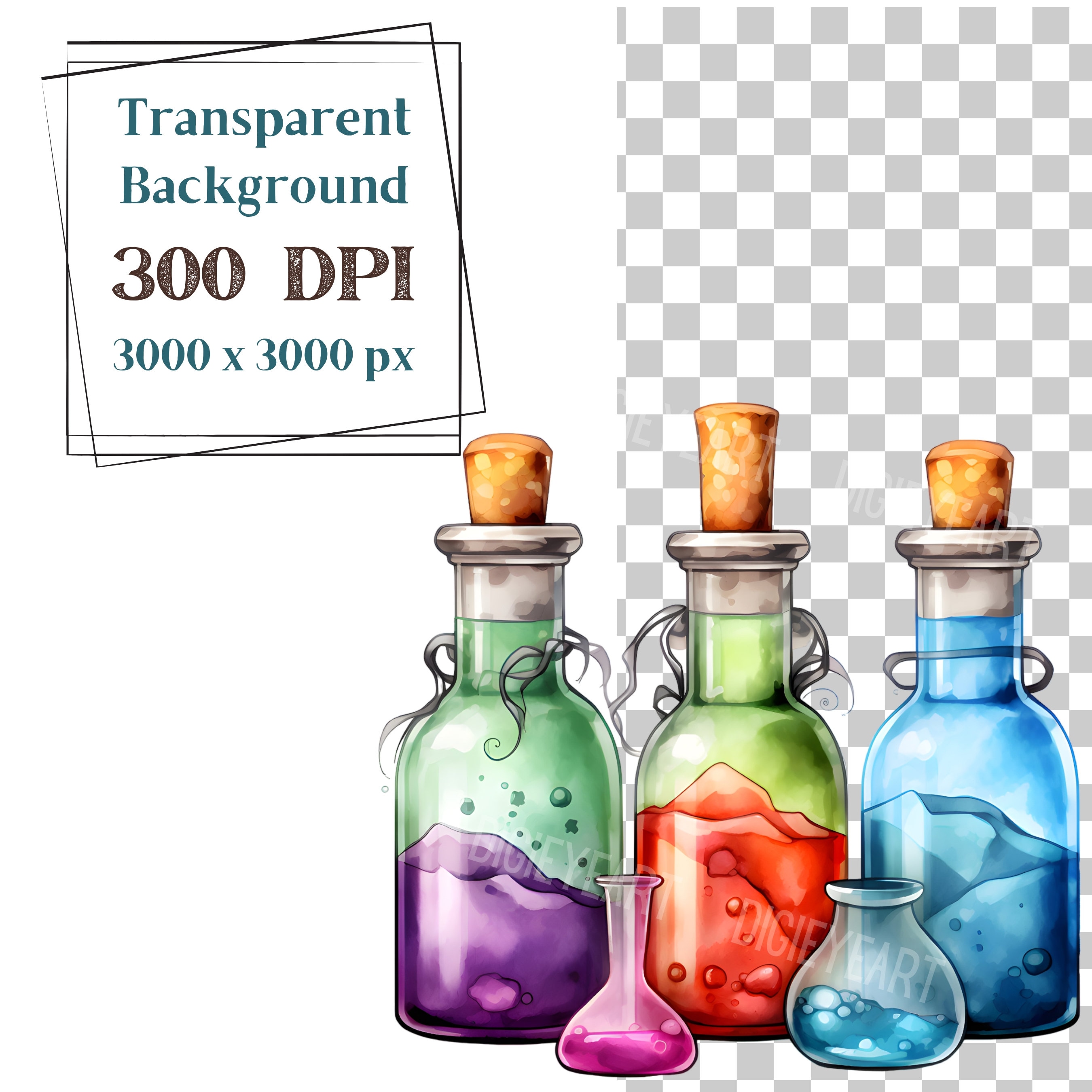 Potion Bottle Clipart, Potion Bottles Clip Art, Halloween Poison Image ...