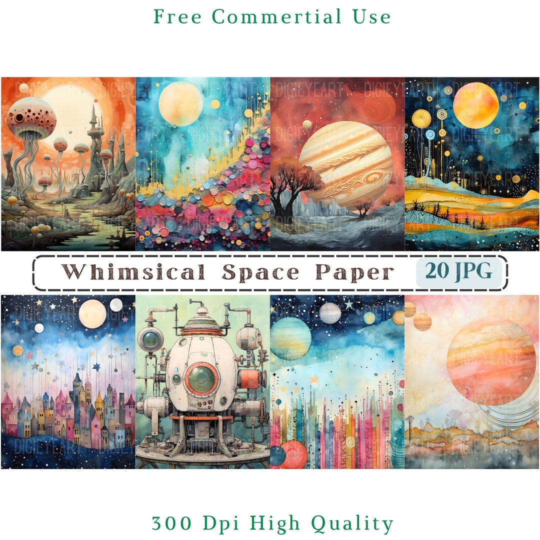 Whimsical Space Paper, Whimsical Planet Scenes, Whimsical Backdrop Jpg ...