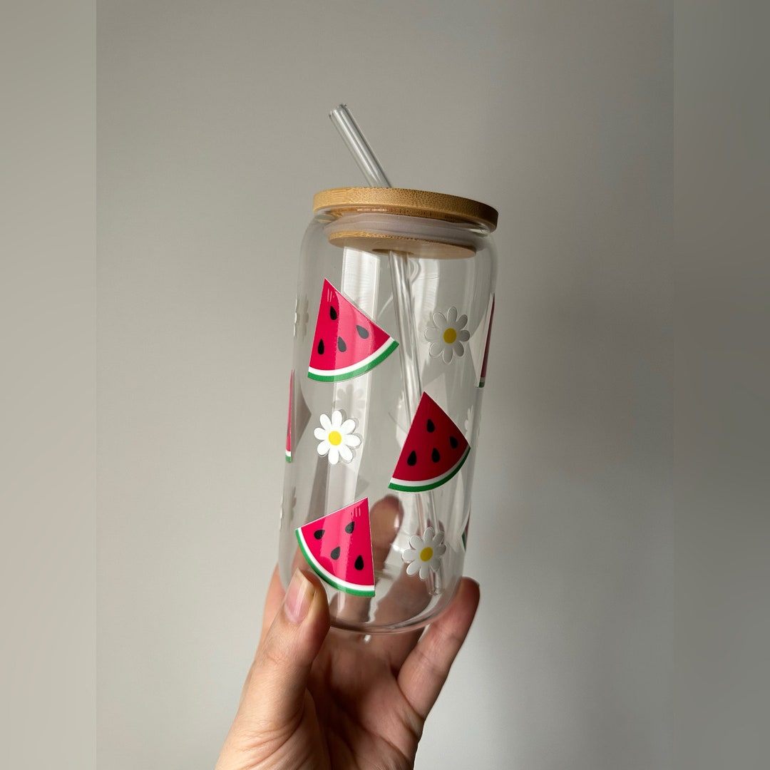 Watermelon 16oz Libbey Glass Can, Tumblers - Etsy