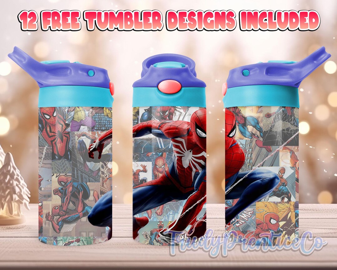 Superhero Characters 12oz Kids Flip Top Sippy Cup Tumbler Wrap PNG ...