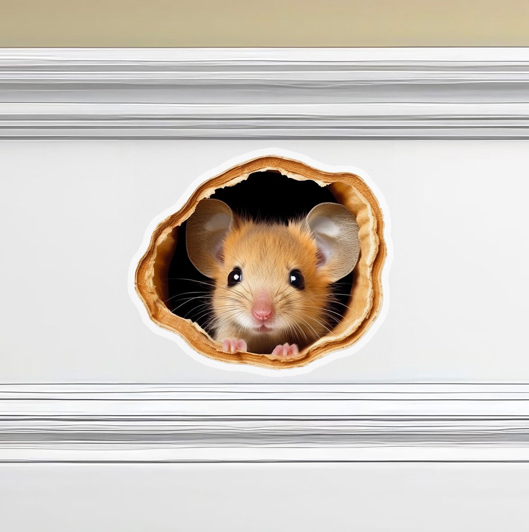 Mouse Hole Joke Sticker 3D Mouse Vinyl Decal for Laptops, Doors, and ...