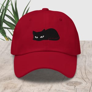 Black Cat Dad Hat, Embroidered Baseball Cap, Cat Mom - Etsy