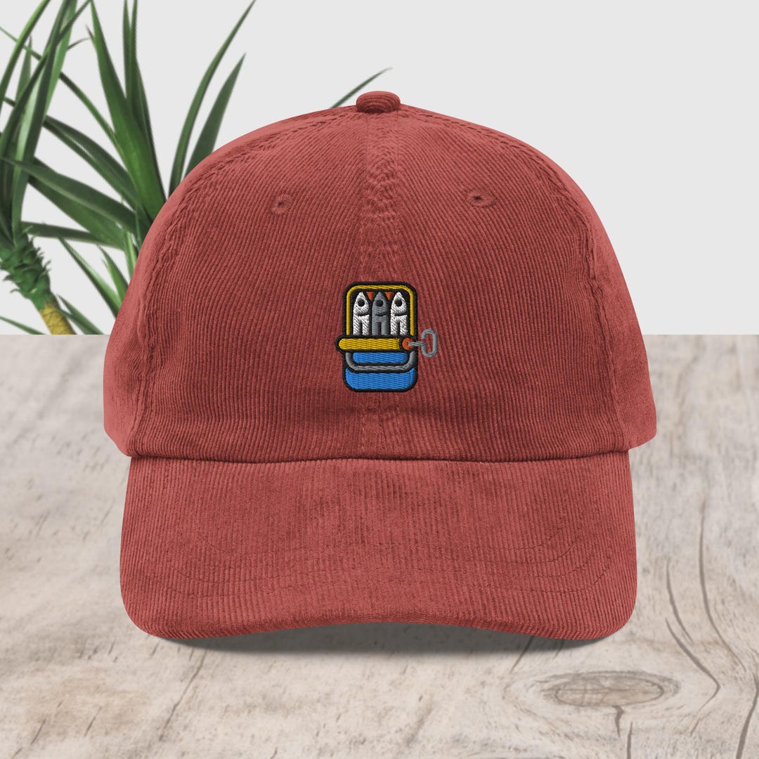 Can of Sardines Corduroy Cap Unique Gift for Seafood Lovers, Hand ...