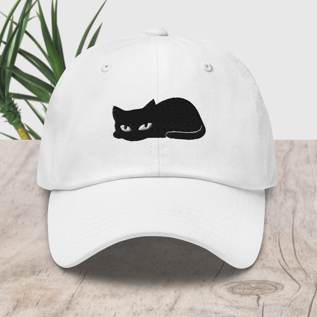 Black Cat Dad Hat, Embroidered Baseball Cap, Cat Mom - Etsy
