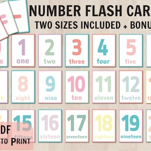 Number Flash Cards 0-20, Preschool Counting Flash Cards, Number Cards 0 ...