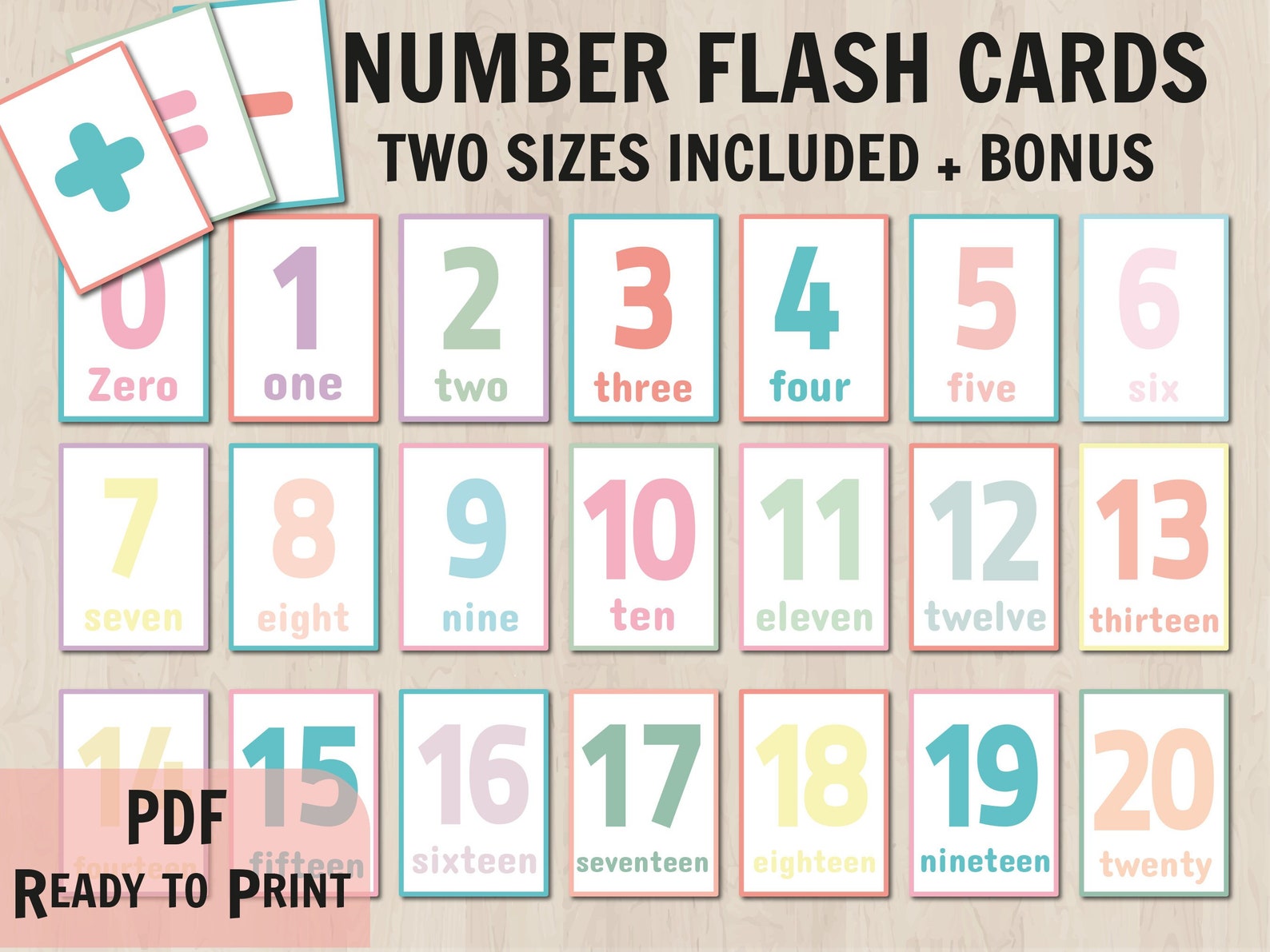 Number Flash Cards 0-20, Preschool Counting Flash Cards, Number Cards 0 ...