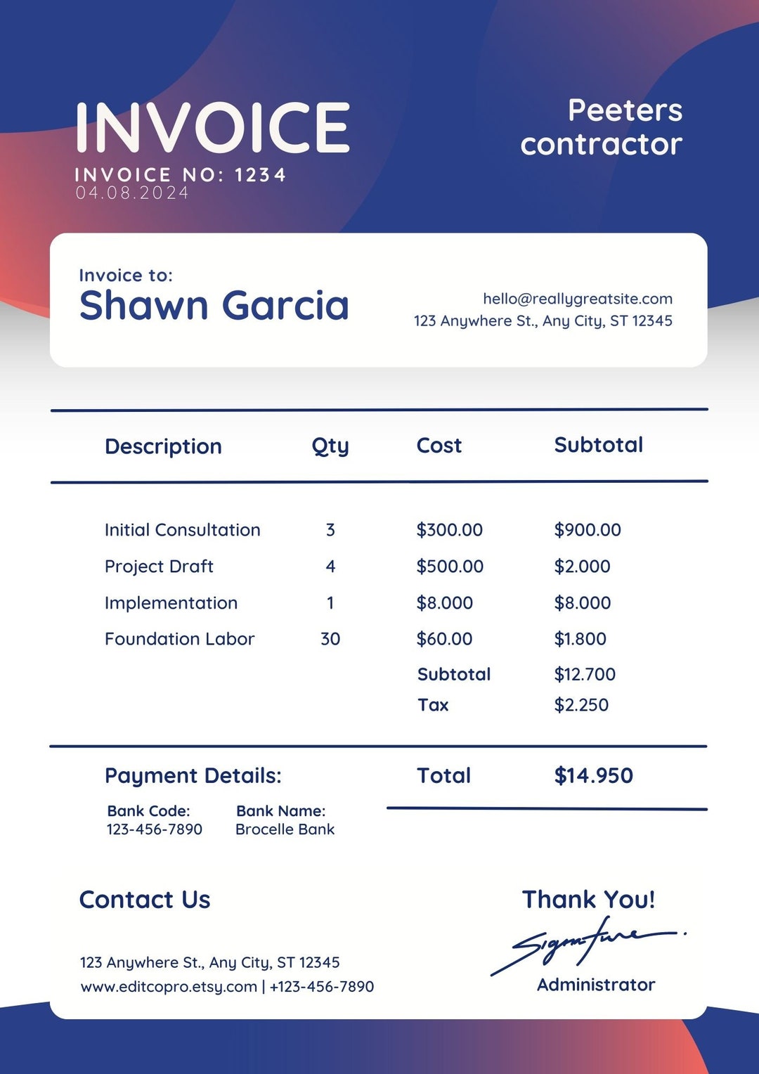 Editable Digital Invoices for Ultimate Convenience Modern - Etsy