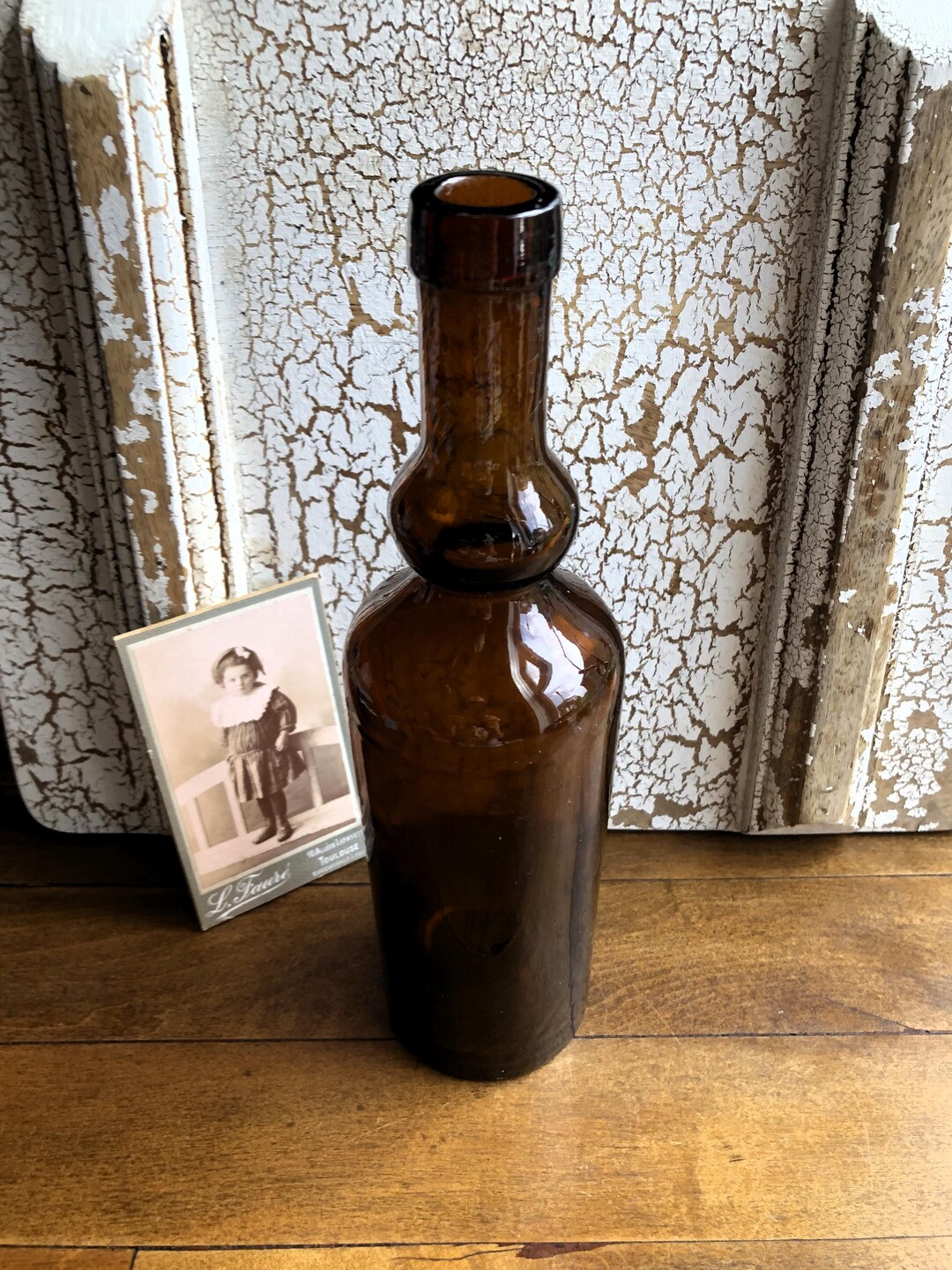 Antique Malton Brown Glass Bulge Bottle / Rare & Collectable Glass ...