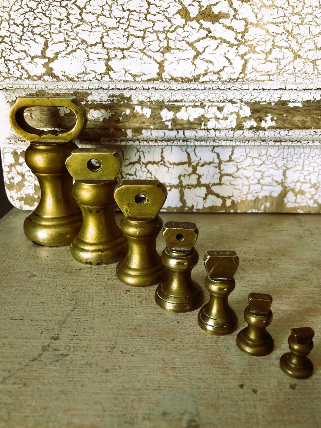 Set of 7 Antique Librasco Brass Bell Weights - Etsy