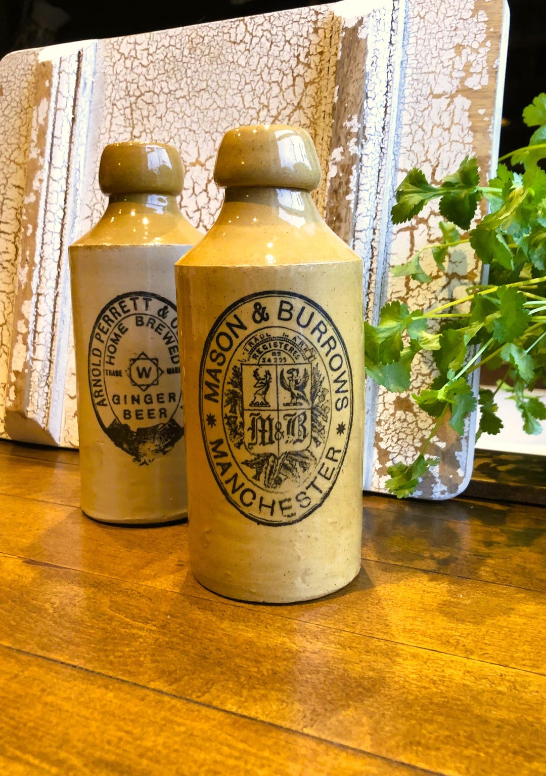 Antique Pictorial Stoneware Bottle / Mason & Burrows / Manchester ...