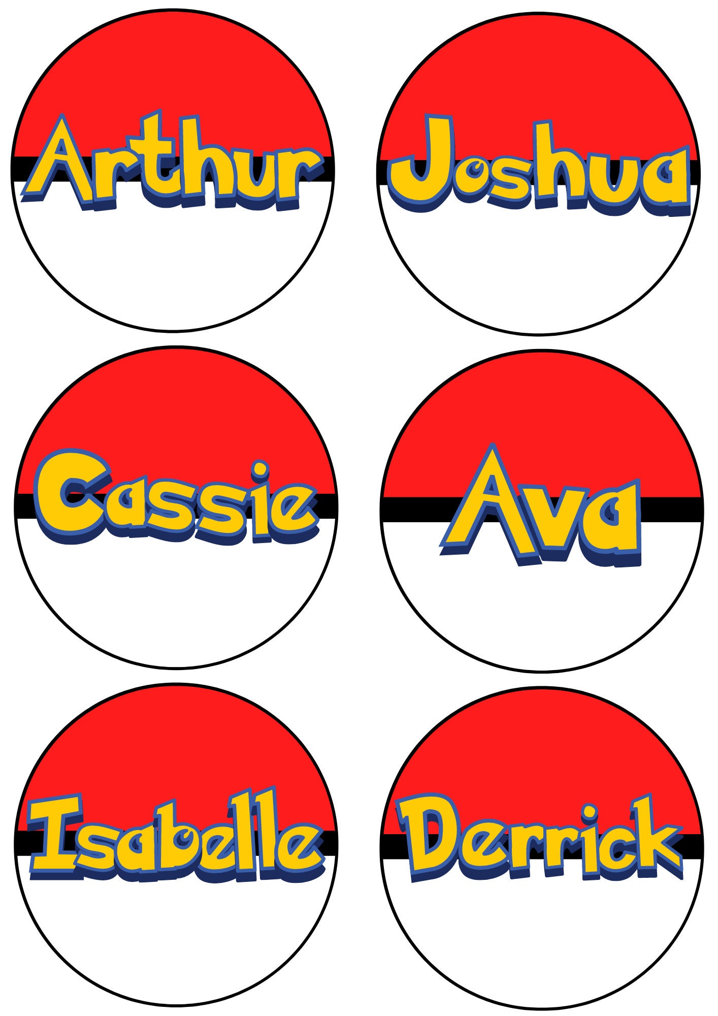 DIGITAL FILE Pokemon Pokeball Name Tag Made to Order | Personalised ...