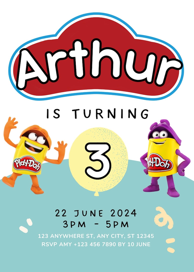 DIGITAL FILE Play Doh Party Invitation | Birthday Party Invite ...