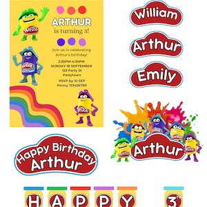 DIGITAL FILE Play Doh Happy Birthday Sign | Number + Name Personalized ...
