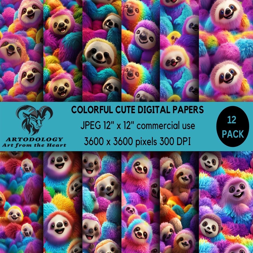 Animated Sloth Digital Paper, Unique Pattern, Vivid Animation ...