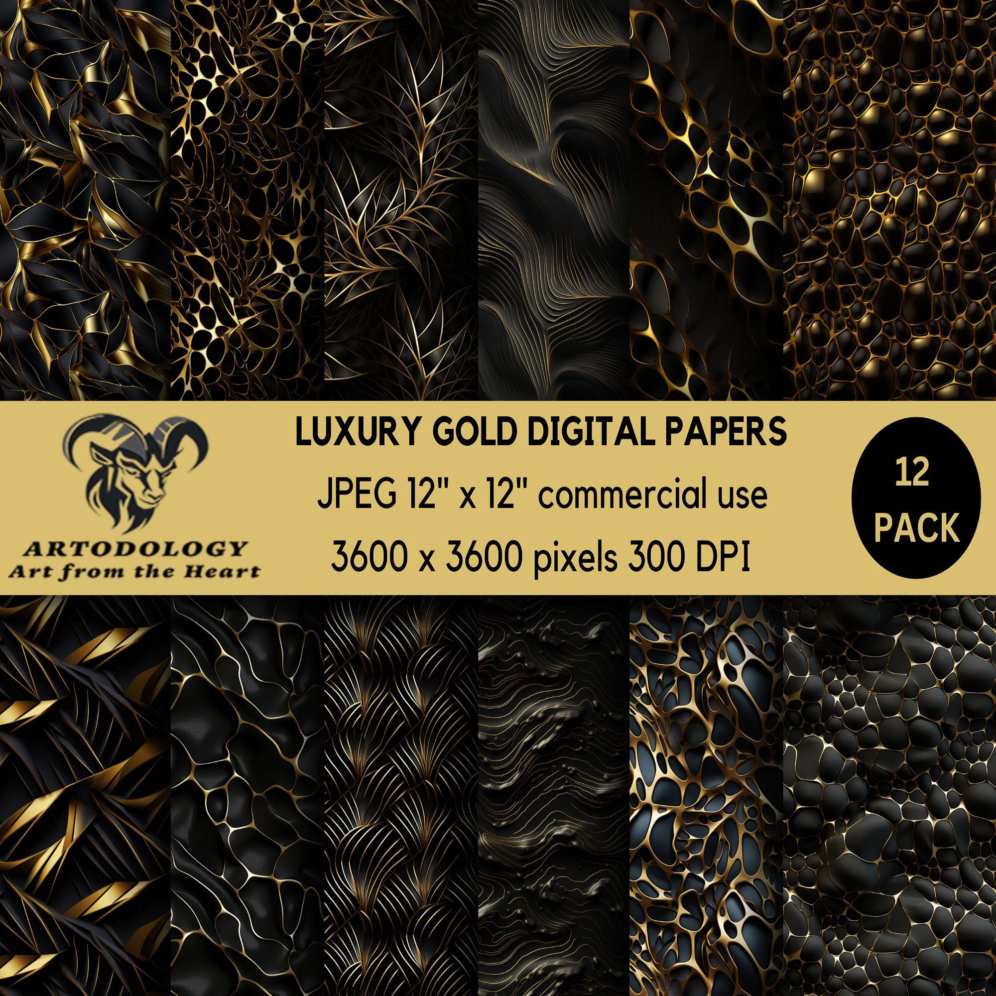 Luxury Gold Digital Paper, Abstract Golden Pattern, Printable Papers ...
