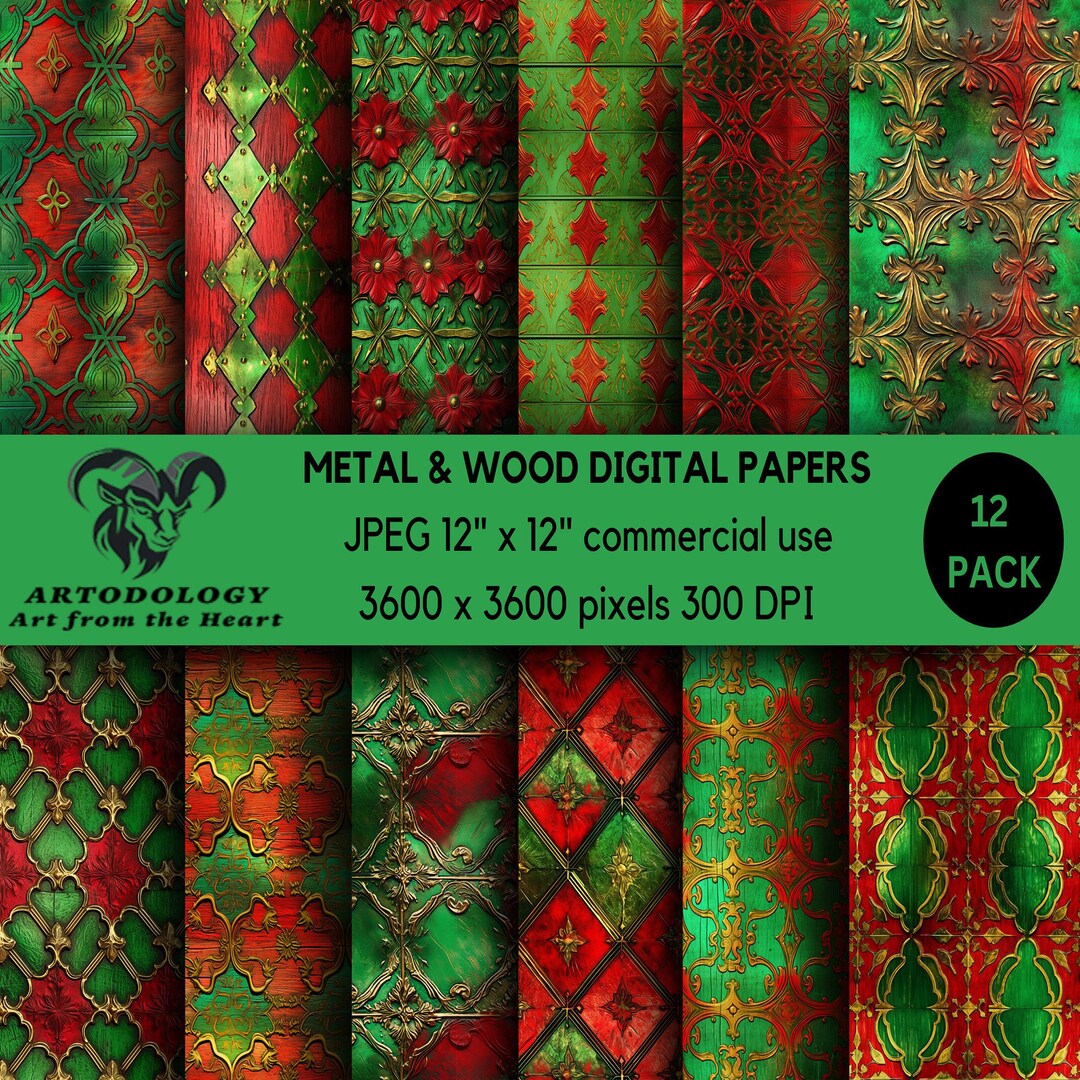 Oriental Digital Paper, Chinese Pattern, Vivid Red Green Printable ...