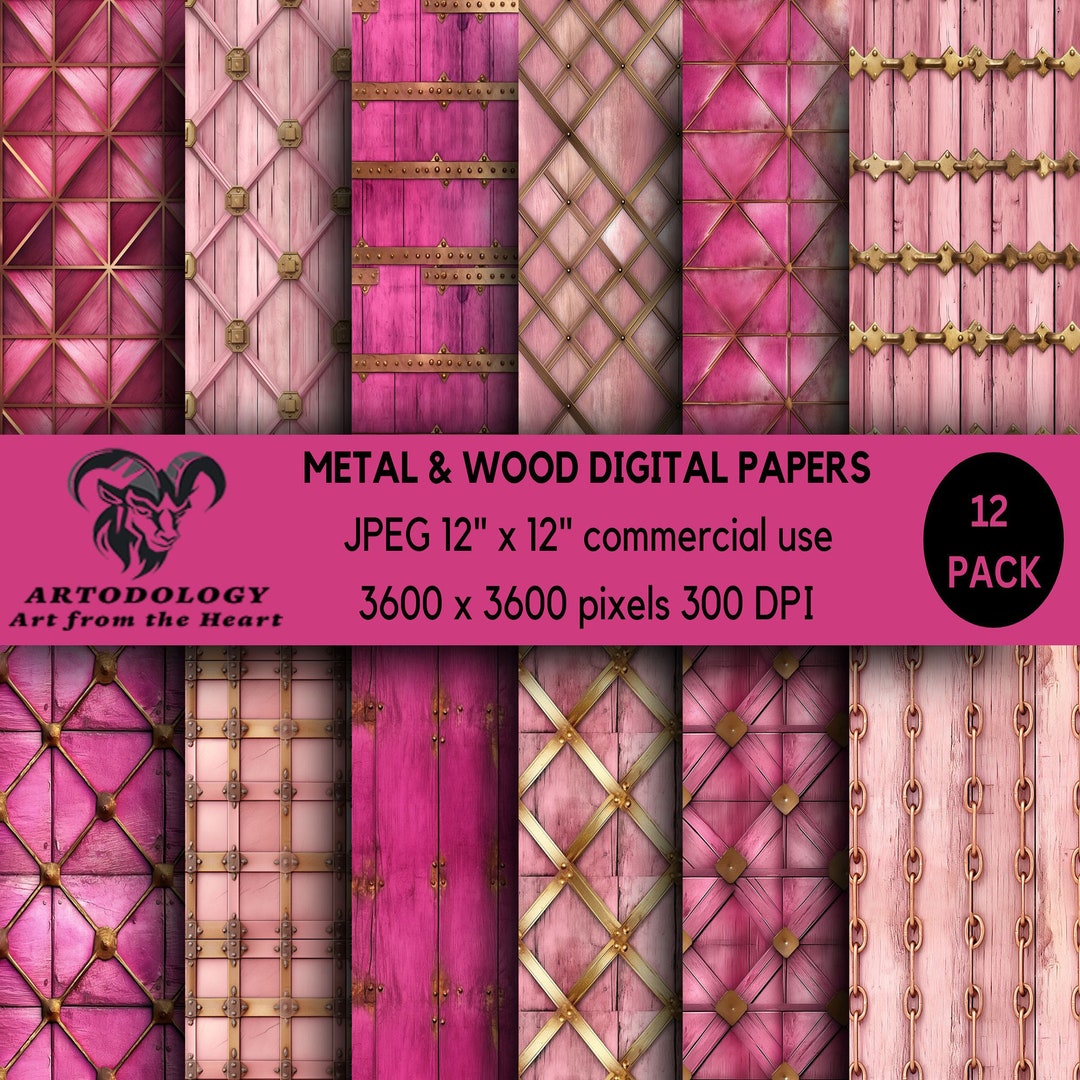 Geometric Digital Paper, Symmetric Vintage Pattern, Pink Printable ...