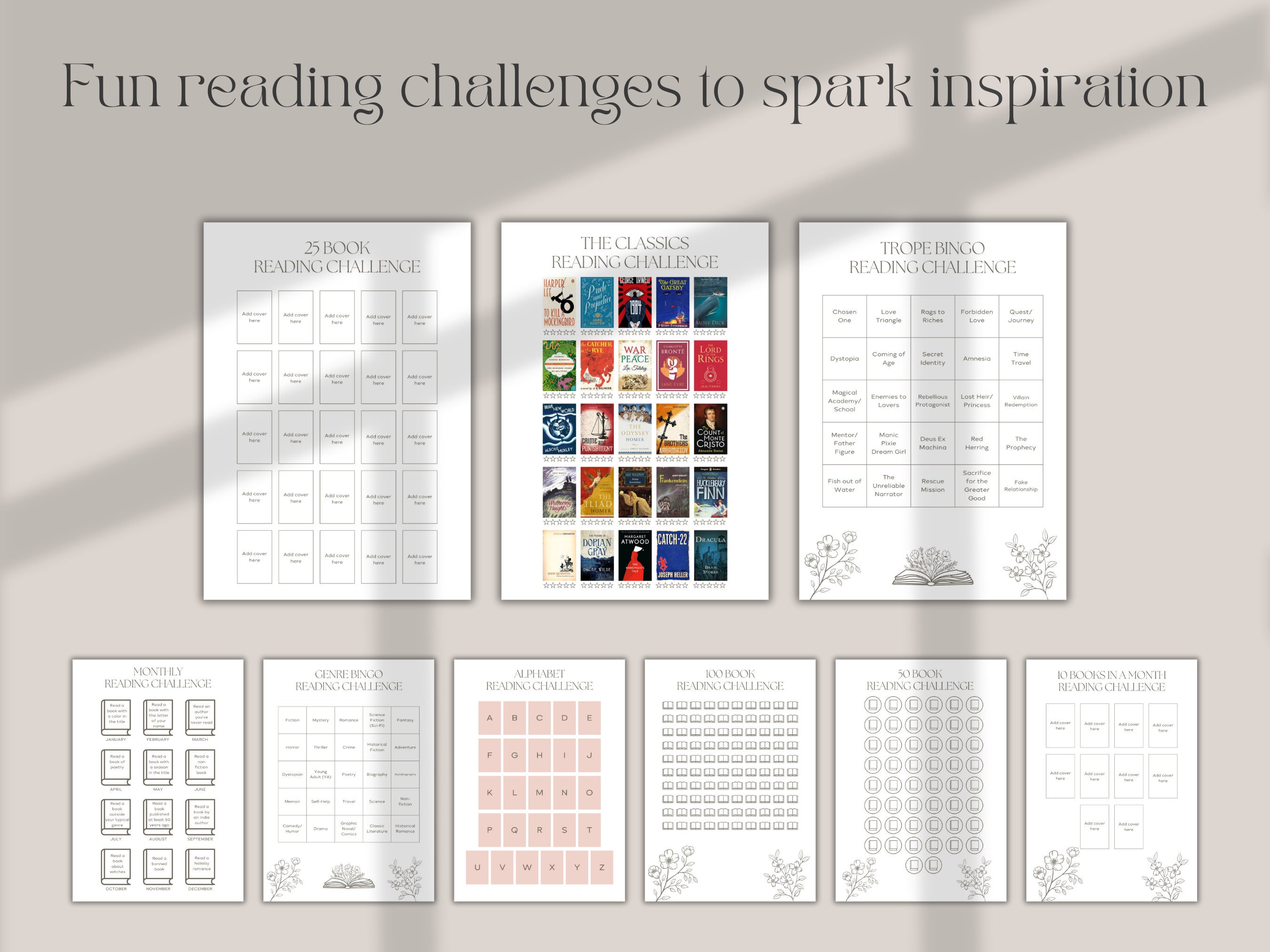 Reading Journal Printable, Book Reading Planner, Book Review and ...