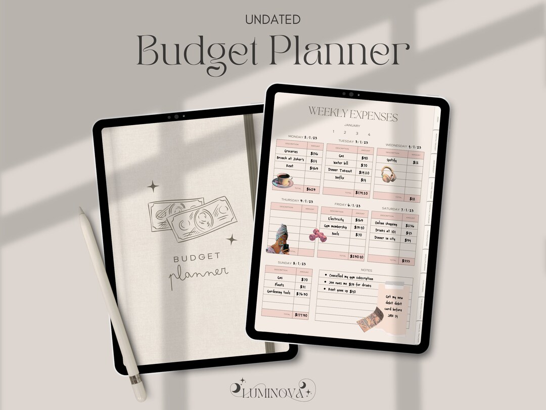 Digital Budget Planner, Monthly Paycheck Savings Planner, Minimalist ...