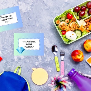 Printable Lunch Box Cards for Kids. 50 Cards With Positive and Sweet ...