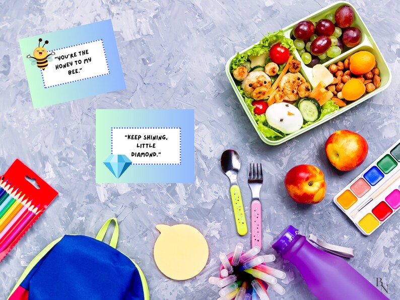 Printable Lunch Box Cards for Kids. 50 Cards With Positive and Sweet ...