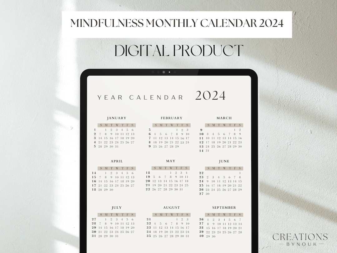 Mindfulness Calendar 2024, With Notes, Monthly Goals, Next Year Goals ...