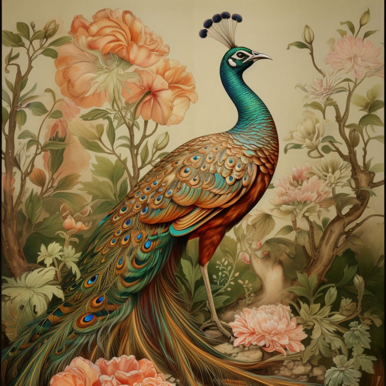 Peacock, Cottagecore Print, Moody Botanical Wall Art, Goblincore ...