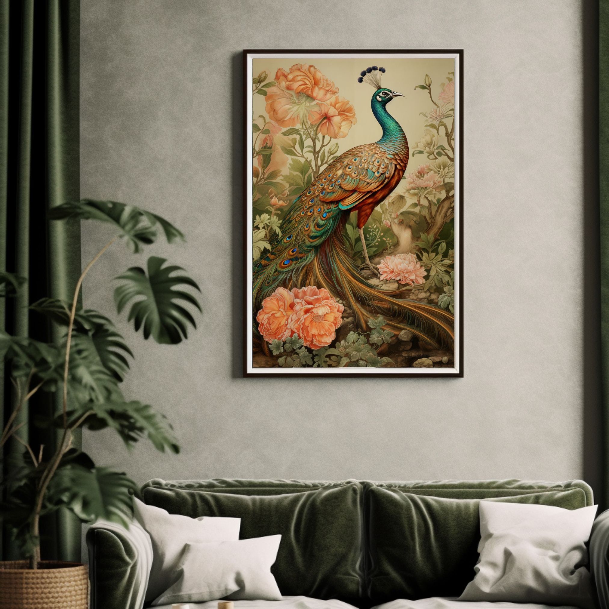 Peacock, Cottagecore Print, Moody Botanical Wall Art, Goblincore ...