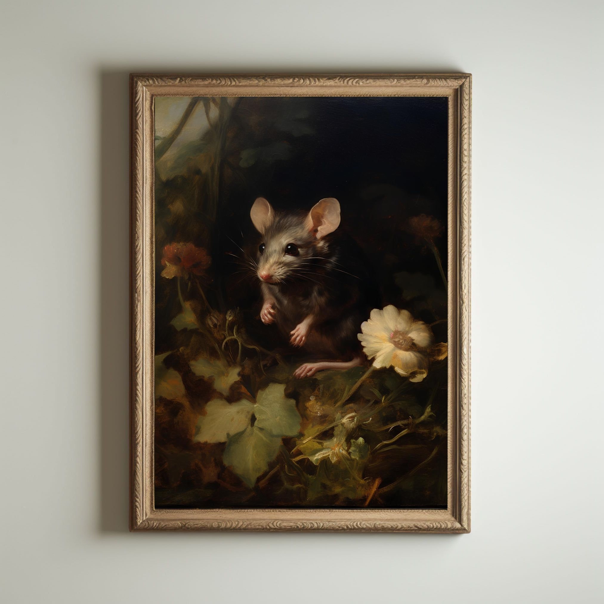 Mouse, Cottagecore Print, Moody Botanical Wall Art, Goblincore ...