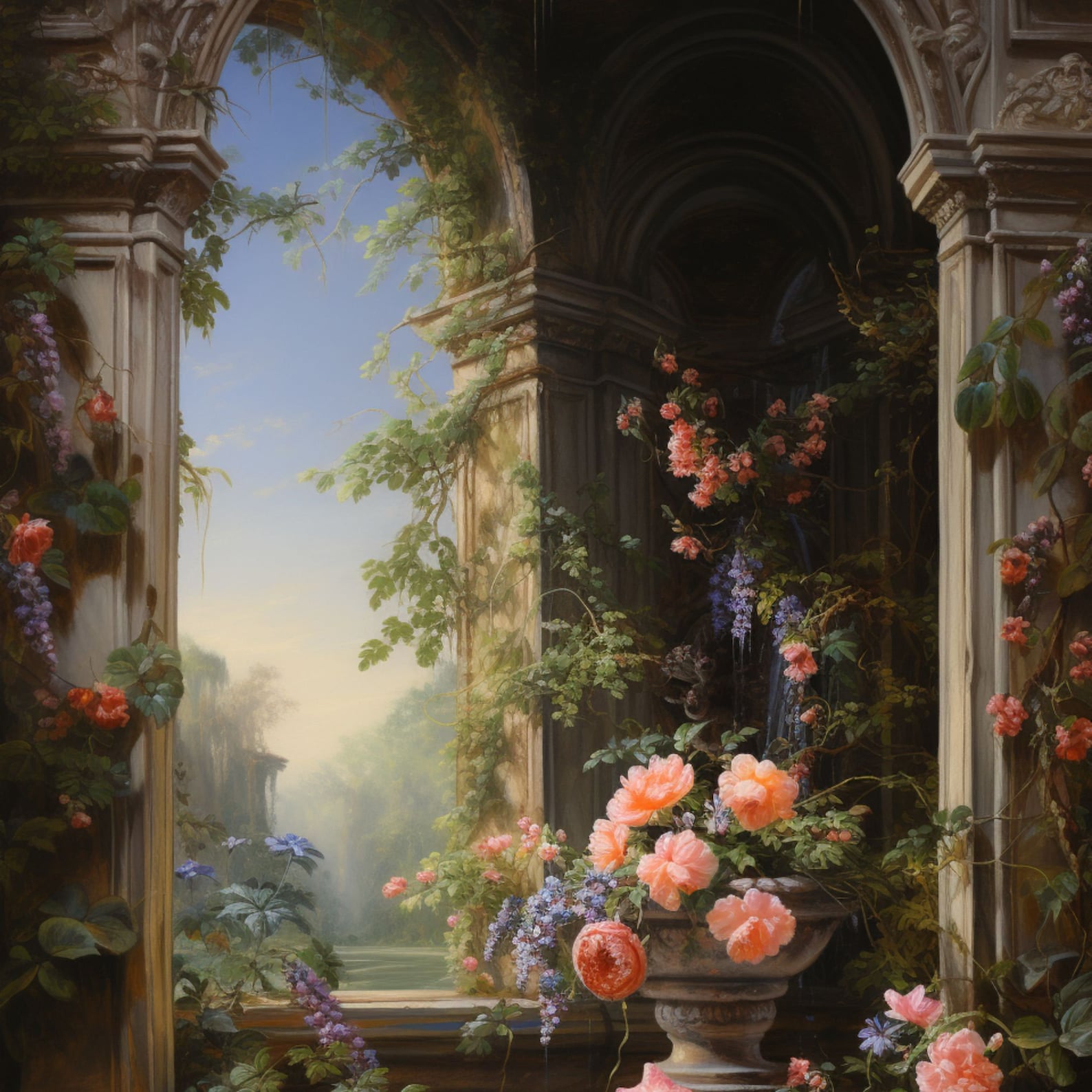 Baroque Art | Greenhouse Botanical Renaissance Wall Decor, Cottagecore ...