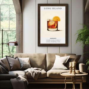 Long Island Art Print | Bar Cart Decor | Cocktail Poster | Signature ...