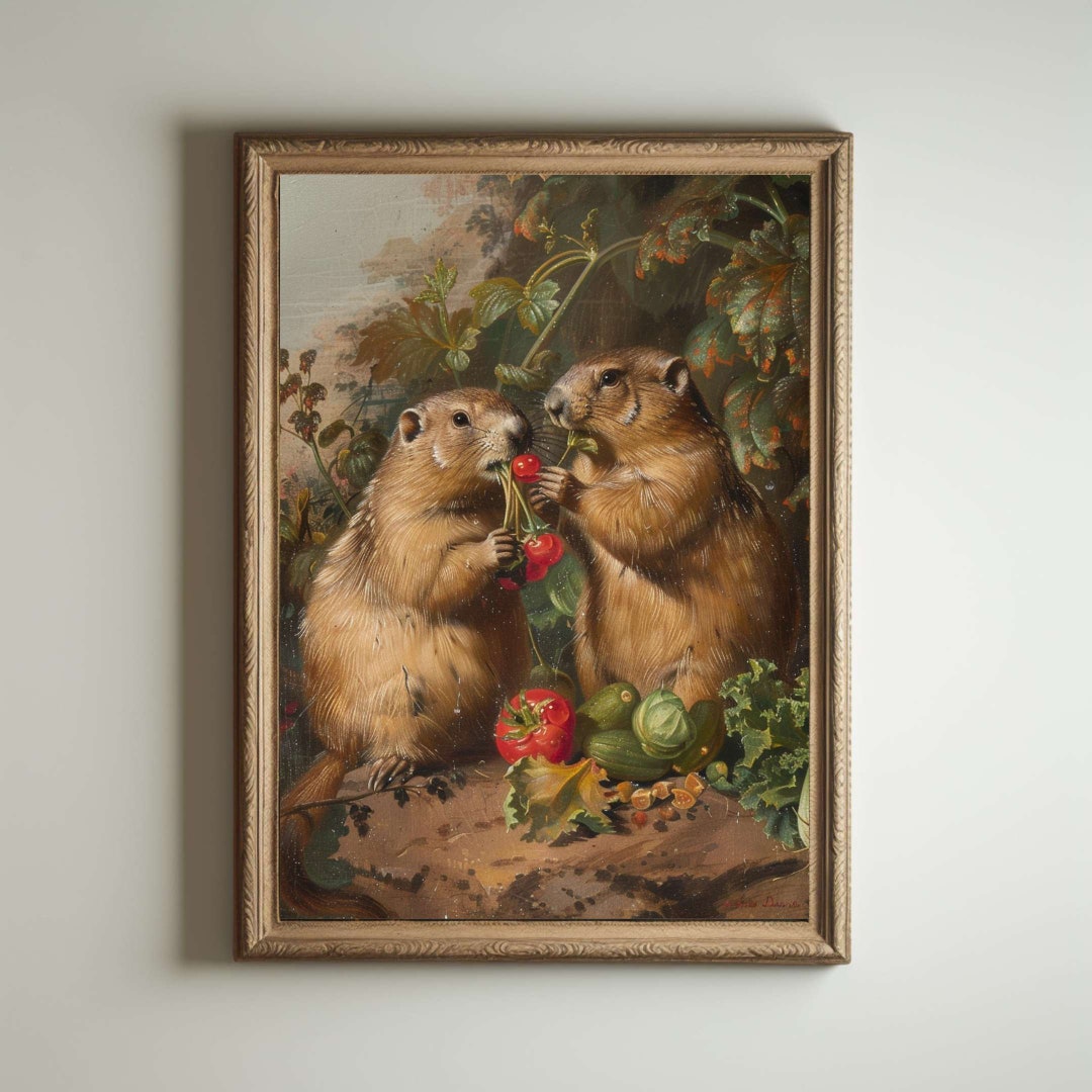 Groundhog Print, Cottagecore Wall Art, Moody Botanical , Goblincore ...