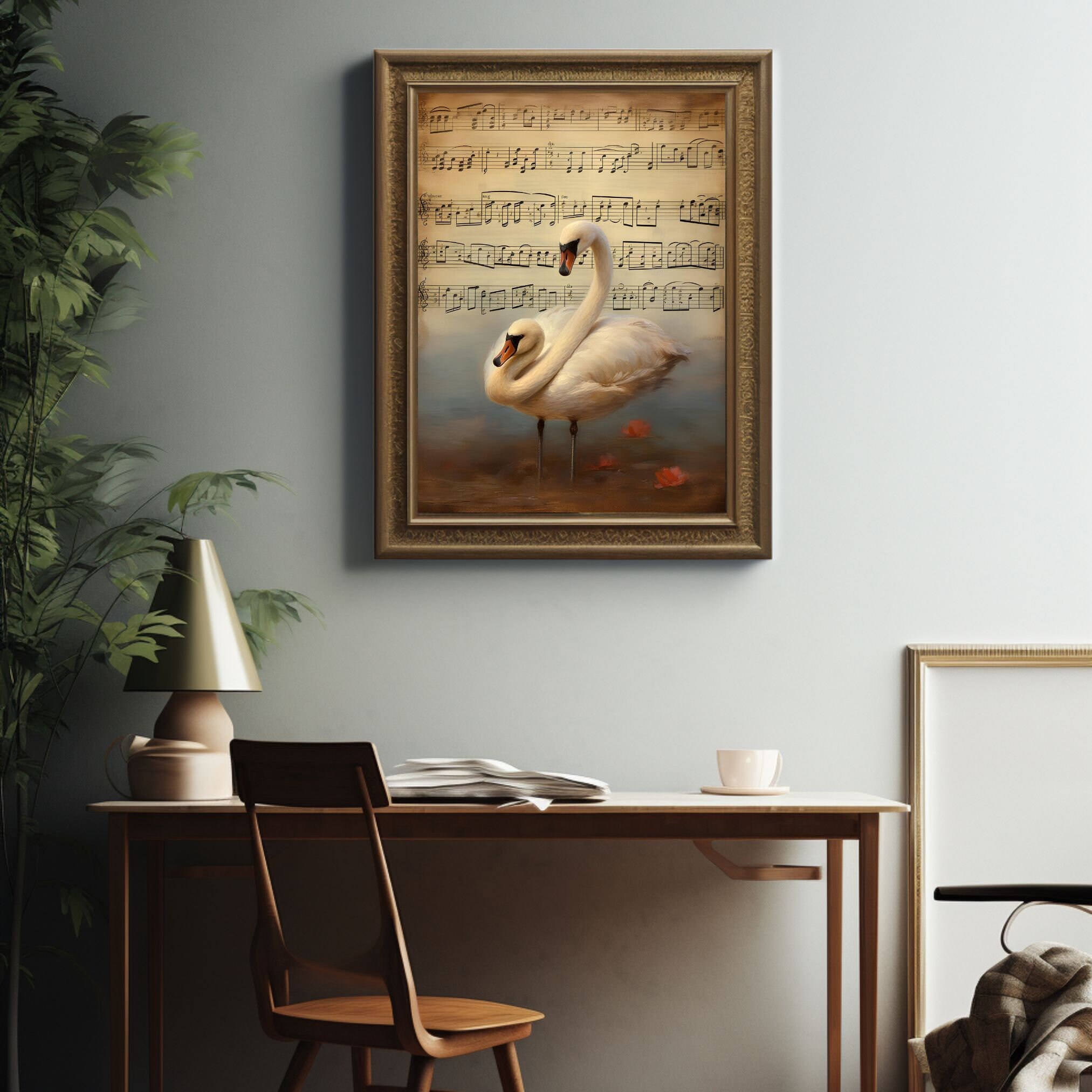 Swan Print, Cottagecore Art, Goblincore Decor, Fairycore Oil Painting ...