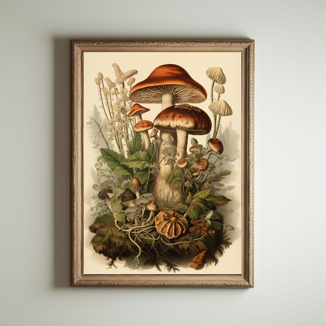 Mushroom Poster | Dark Cottagecore Art, Goblincore Decor, Fairycore Oil ...