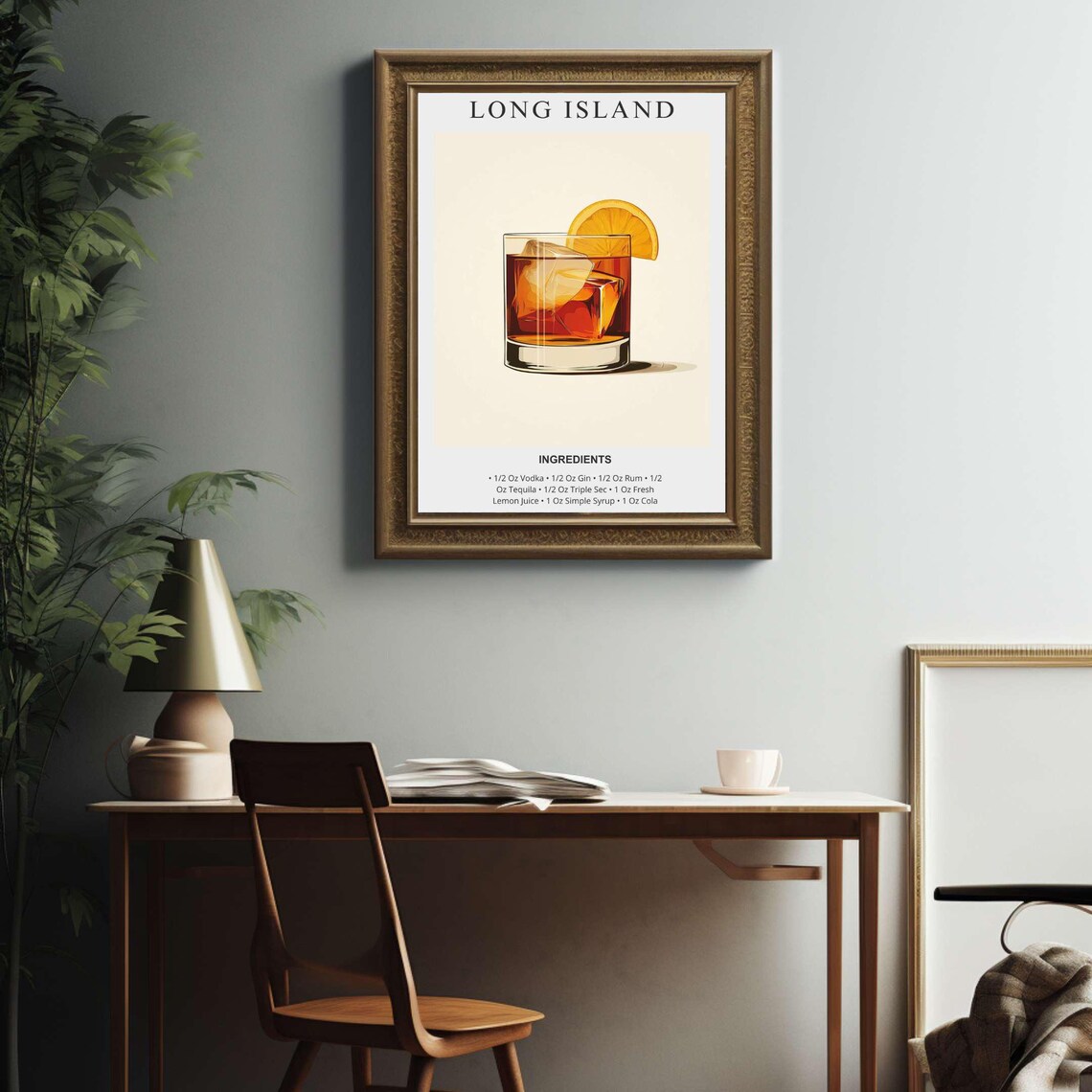 Long Island Art Print | Bar Cart Decor | Cocktail Poster | Signature ...