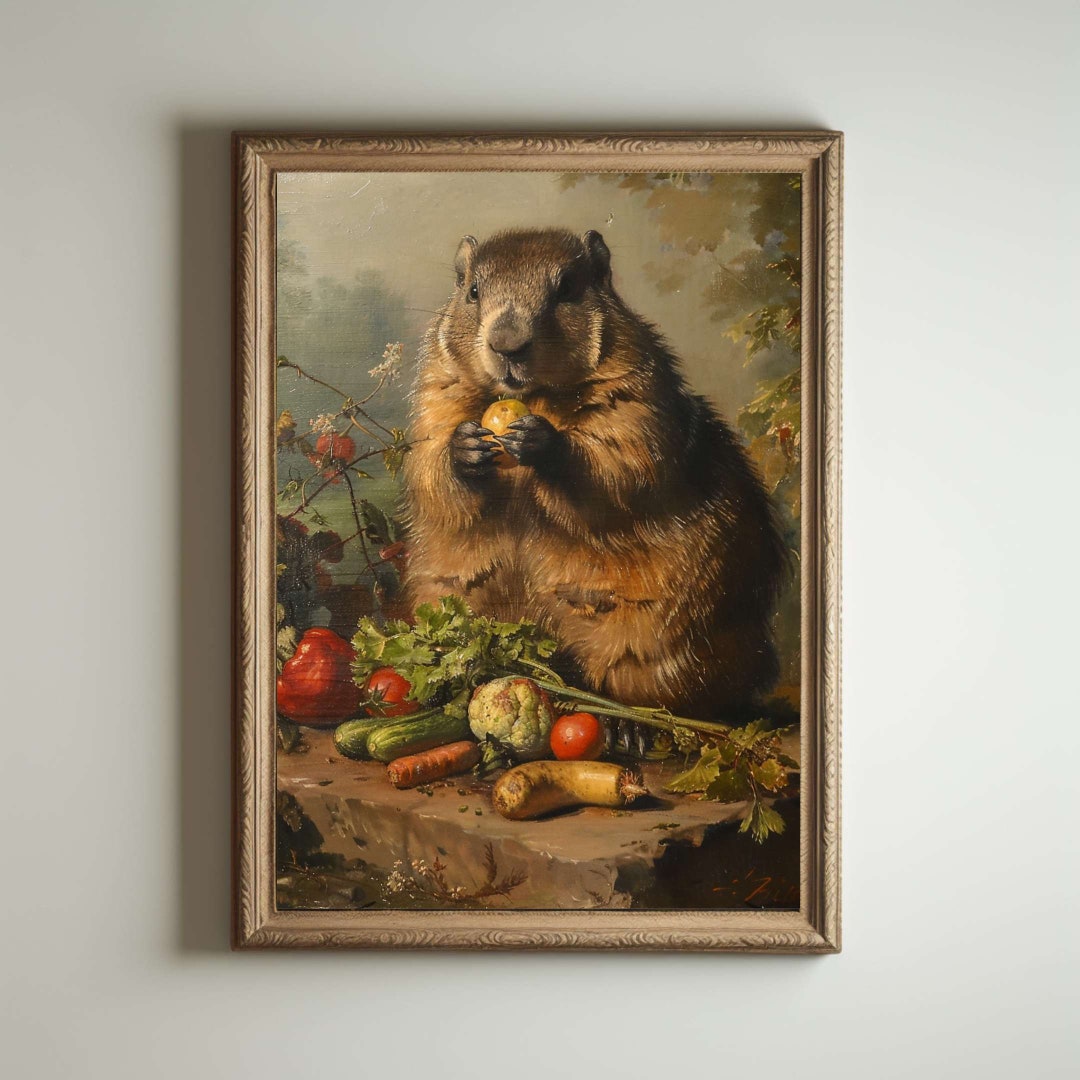 Groundhog Print, Cottagecore Wall Art, Moody Botanical , Goblincore ...
