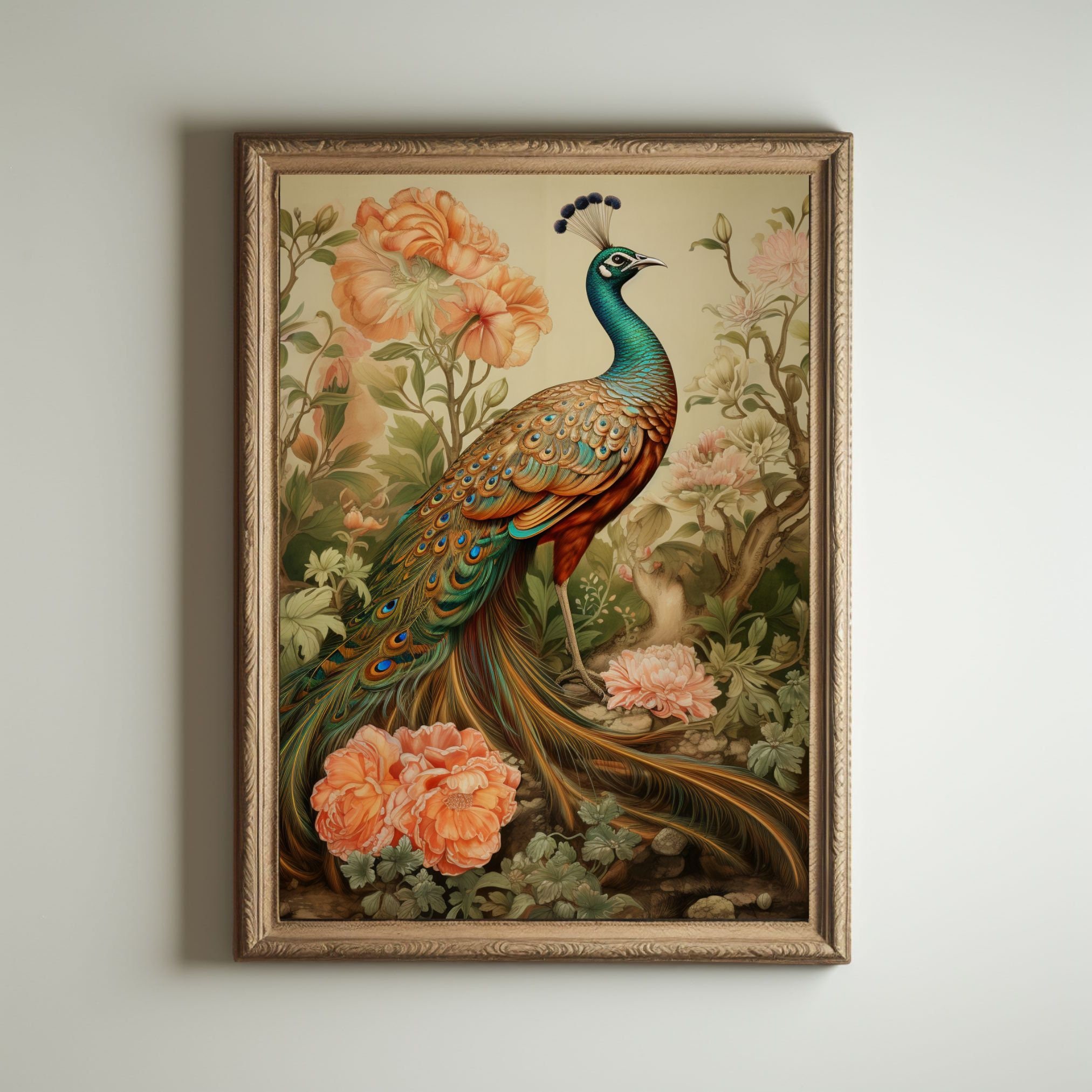Peacock, Cottagecore Print, Moody Botanical Wall Art, Goblincore ...