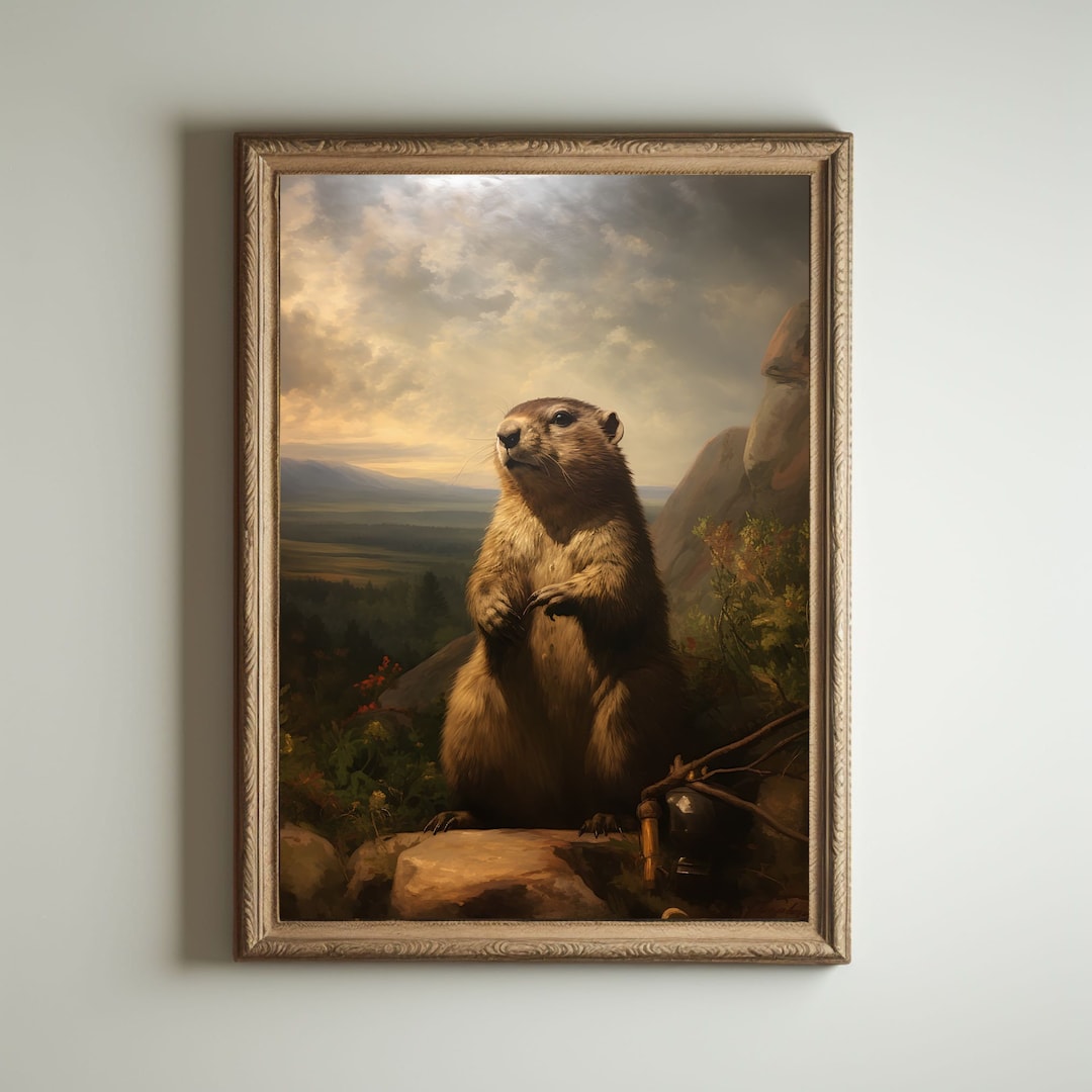 Groundhog , Cottagecore Print, Moody Botanical Wall Art, Goblincore ...