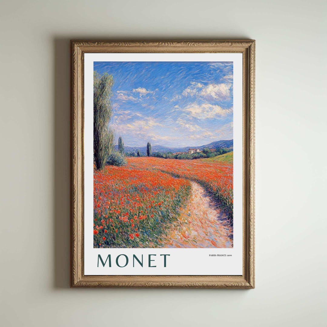 Monet Poppy Field, Claude Monet Poster, Claude Monet Painting, Monet ...