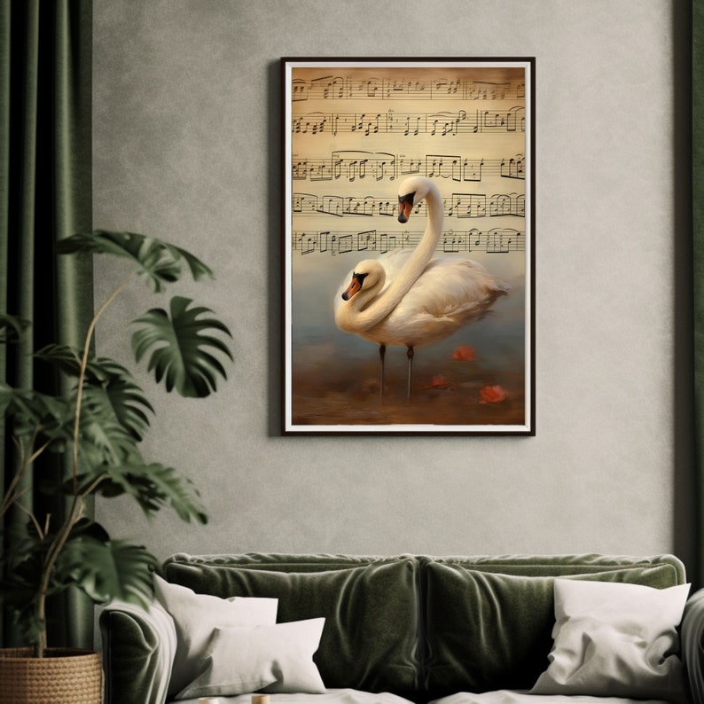 Swan Print, Cottagecore Art, Goblincore Decor, Fairycore Oil Painting ...