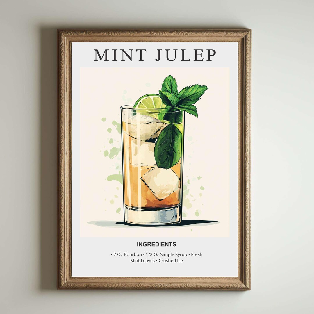 Mint Julep Art Print | Bar Cart Decor | Cocktail Poster | Signature ...