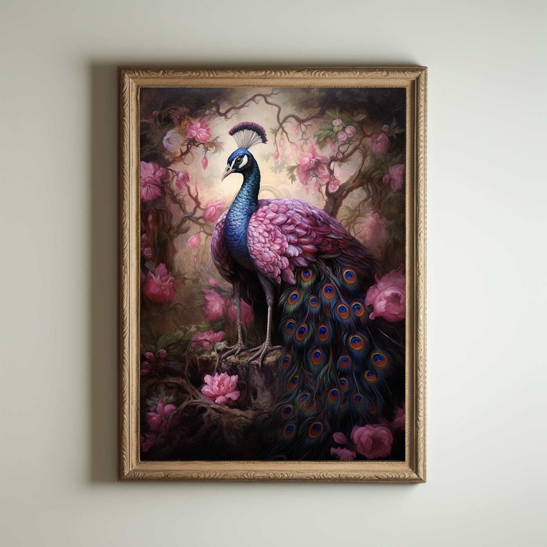 Peacock, Cottagecore Print, Moody Botanical Wall Art, Goblincore ...