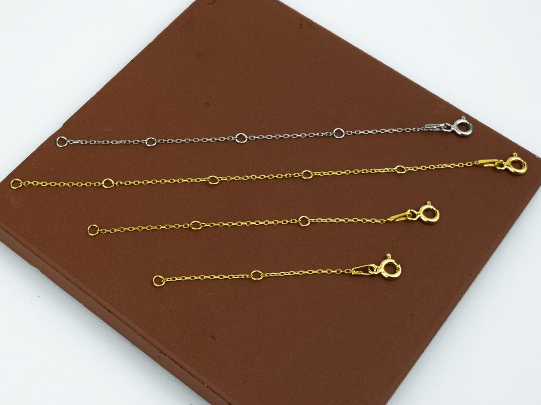 14k Solid Gold Chain Extender • Dainty Adjustable Necklace Extender ...