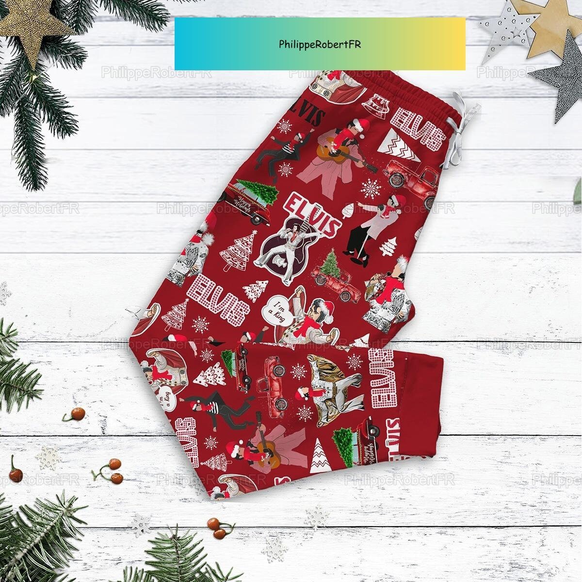 Christmas Elvis Presley Pajamas, Elvis Christmas Pajamas, King Of Rock ...