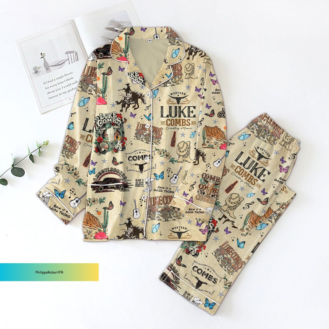 Christmas Luke Combs Pajamas Luke Combs Bullhead Thick - Etsy UK