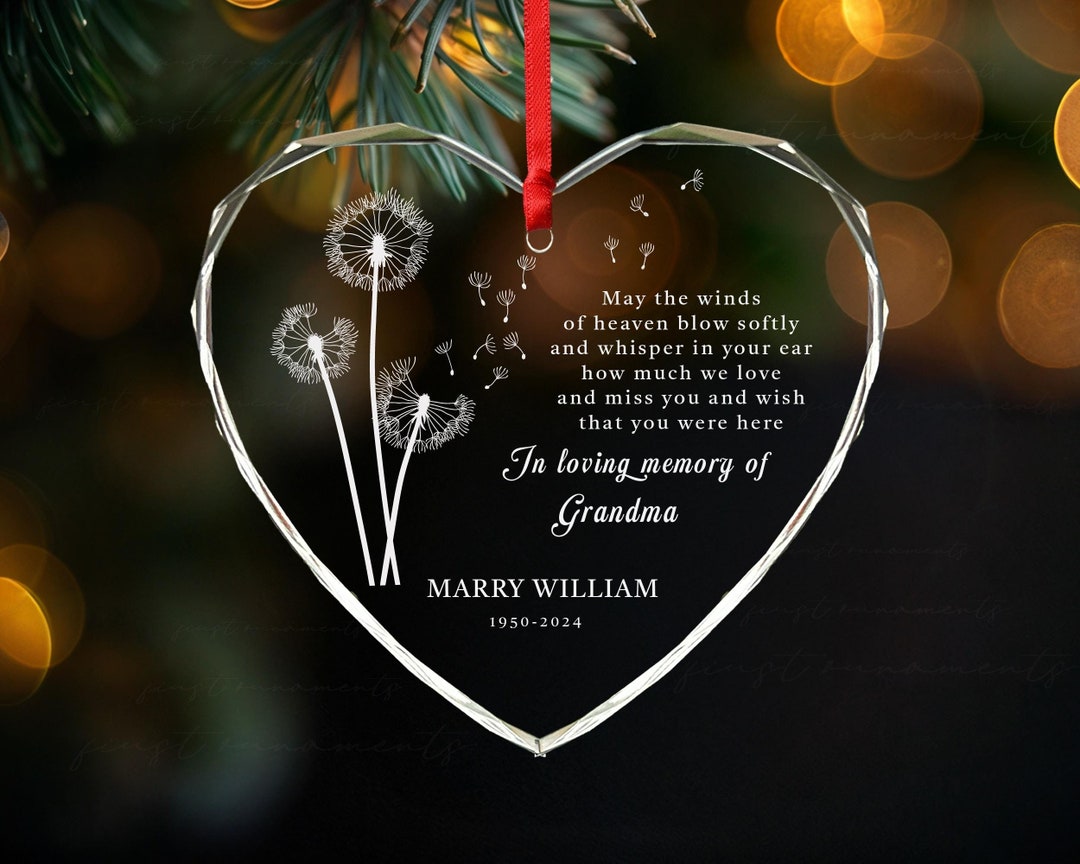 Personalized Memorial Glass Heart Ornament: in Loving Memory Keepsake ...