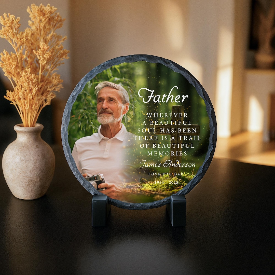 Personalized Dad Memorial Slate Stone, Loss of Father Gift - Etsy