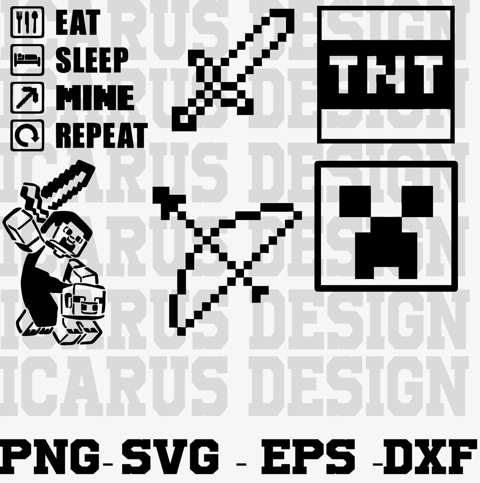 Mncrft SVG Bundle, Game Svg, Eps, Png, Dxf for Cricut, Silhouette ...