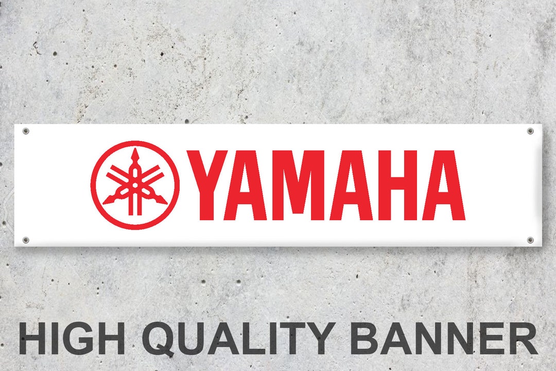 Yamaha White Red Vinyl Banner Workspace Sign Decoration Garage Car Bike ...
