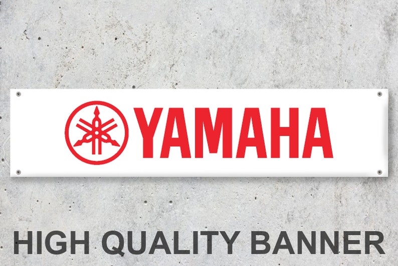 Yamaha White Red Vinyl Banner Workspace Sign Decoration Garage Car Bike ...